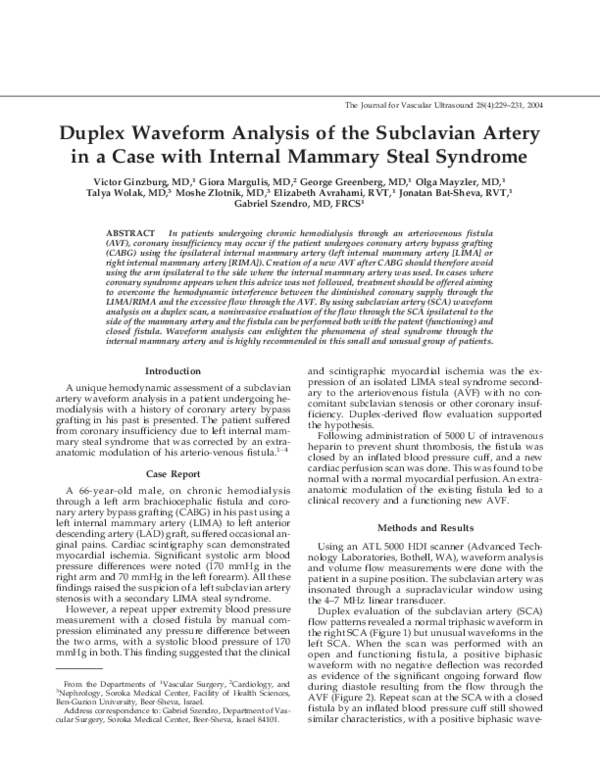 (PDF) Duplex Waveform Analysis of the Subclavian Artery in a Case with ...