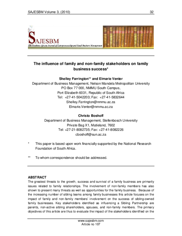 (PDF) The influence of family and non-family stakeholders on Family ...