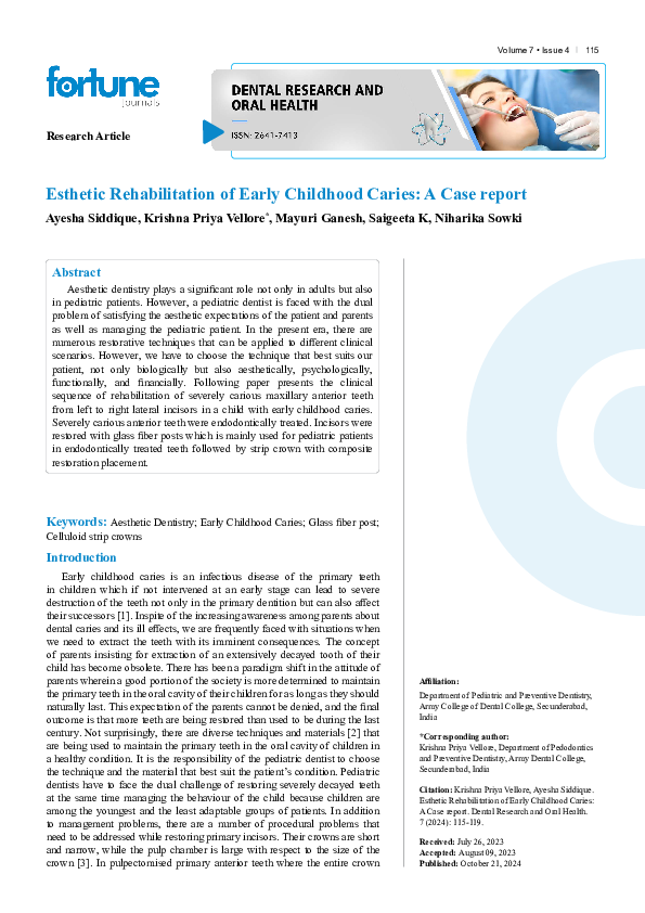 (PDF) Esthetic Rehabilitation of Early Childhood Caries: A Case report