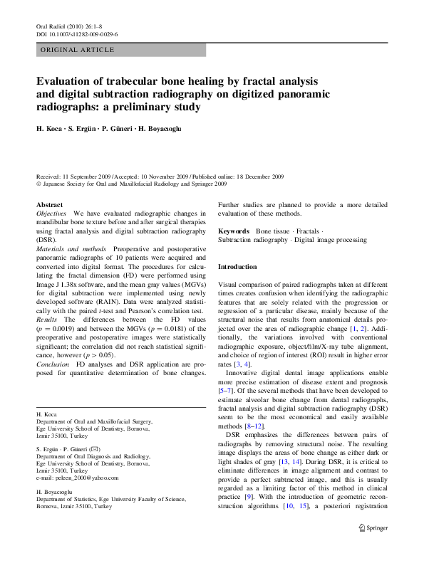 (PDF) Evaluation of trabecular bone healing by fractal analysis and digital subtraction ...