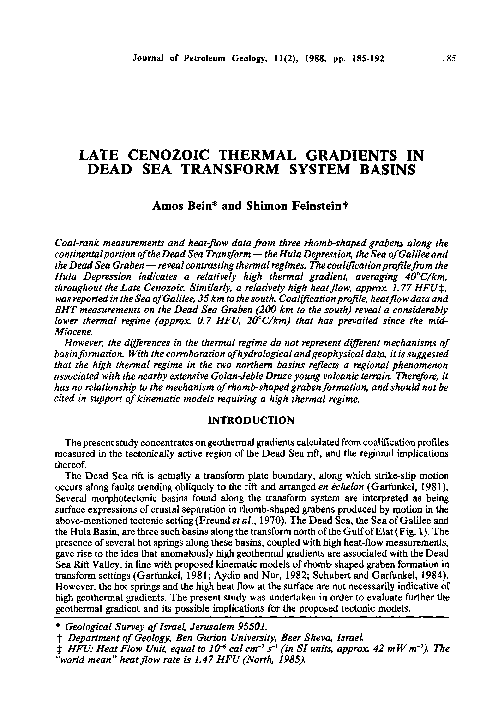 (PDF) Late Cenozoic Thermal Gradients in Dead Sea Transform System Basins