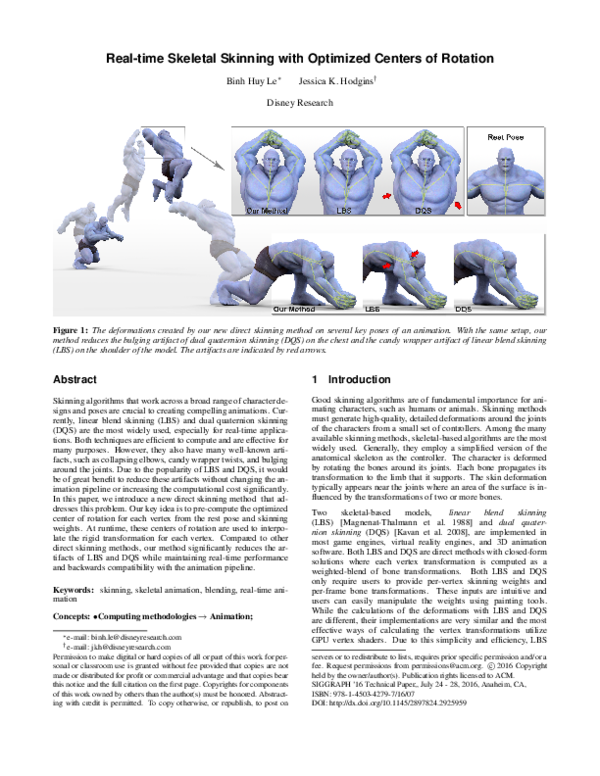 (PDF) Real-time skeletal skinning with optimized centers of rotation