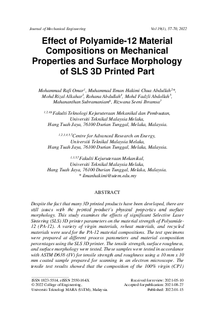 (PDF) Effect of Polyamide-12 Material Compositions on Mechanical ...