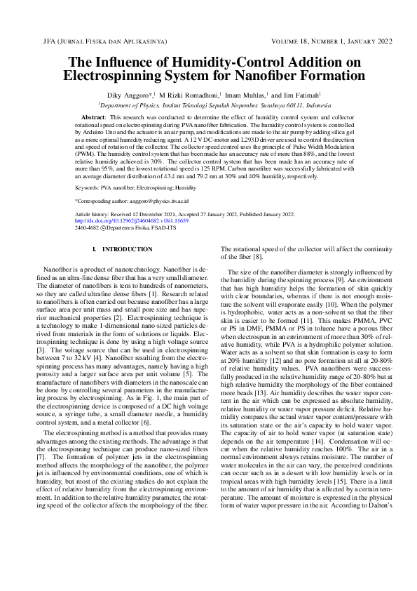 (PDF) The Influence of Humidity-Control Addition on Electrospinning ...