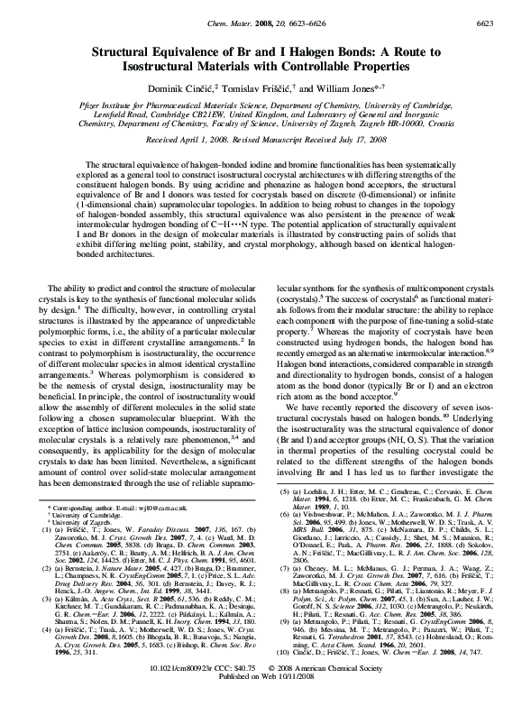 (PDF) Structural Equivalence of Br and I Halogen Bonds: A Route to ...