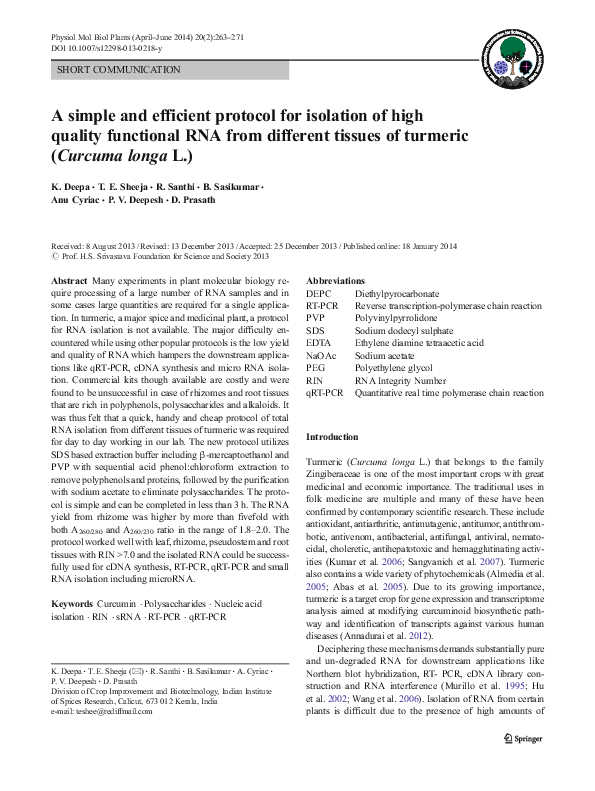 (PDF) A simple and efficient protocol for isolation of high quality ...