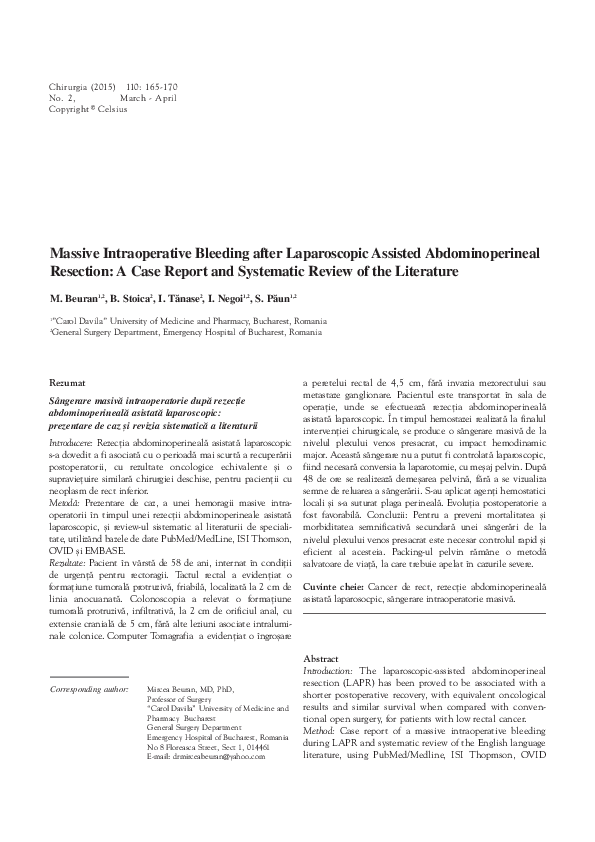 (PDF) Massive intraoperative bleeding after laparoscopic assisted ...