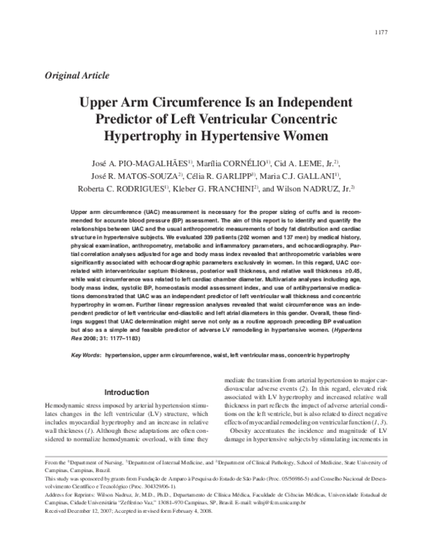 (PDF) Upper Arm Circumference Is an Independent Predictor of Left ...