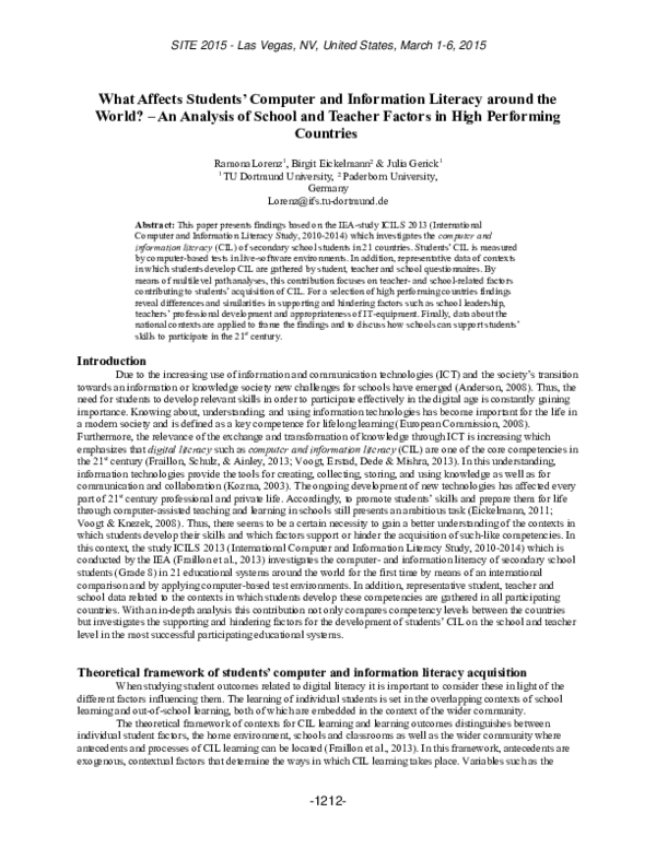 (PDF) What Affects Students’ Computer and Information Literacy around ...
