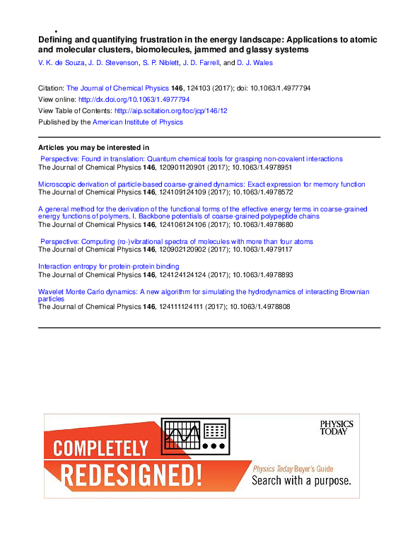 (PDF) Defining and quantifying frustration in the energy landscape ...
