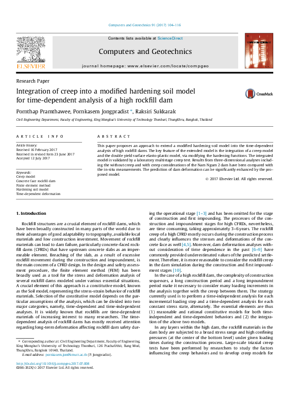 (PDF) Creep-Enhanced Hardening Soil Model for Dams