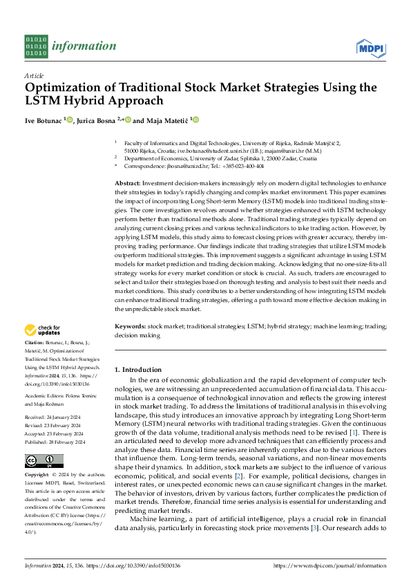 (PDF) Optimization of Traditional Stock Market Strategies Using the LSTM Hybrid Approach