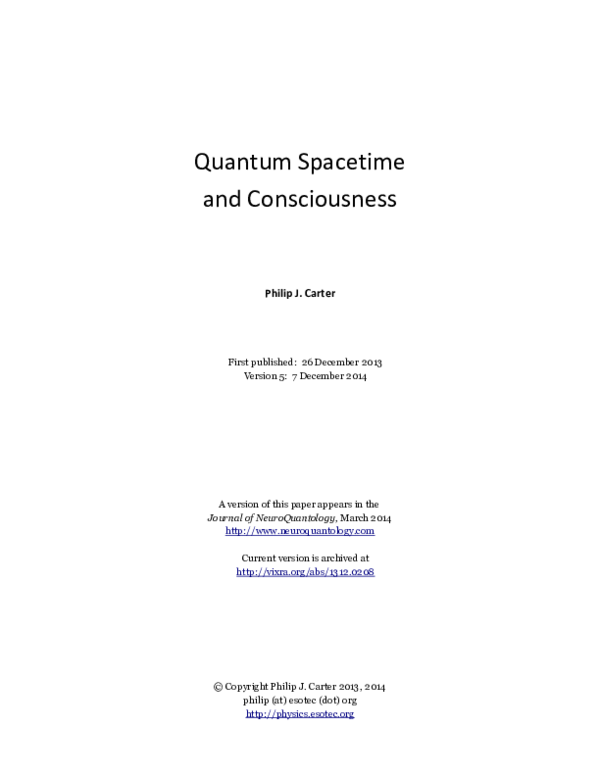 (PDF) Quantum Spacetime and Consciousness