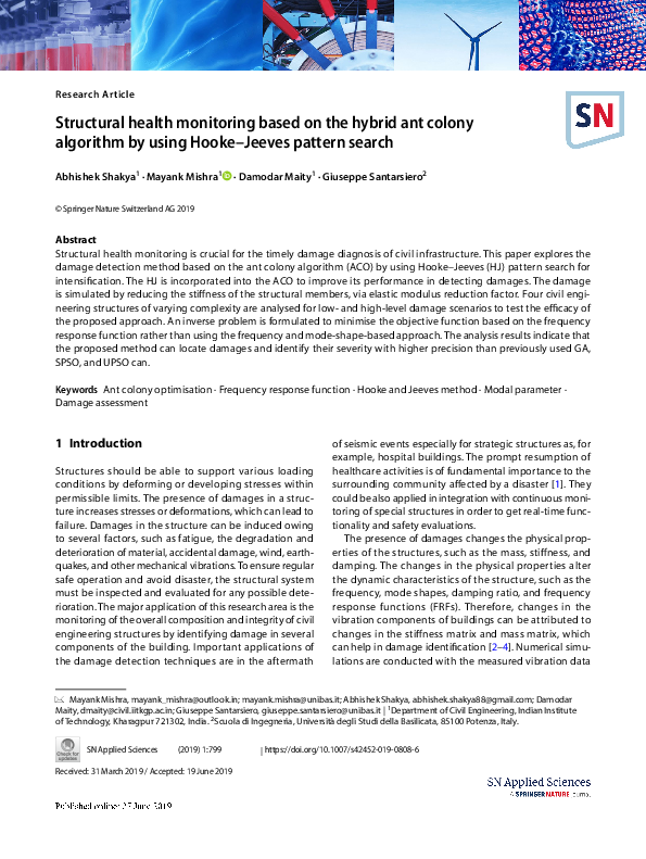 (PDF) Structural health monitoring based on the hybrid ant colony algorithm by using Hooke ...