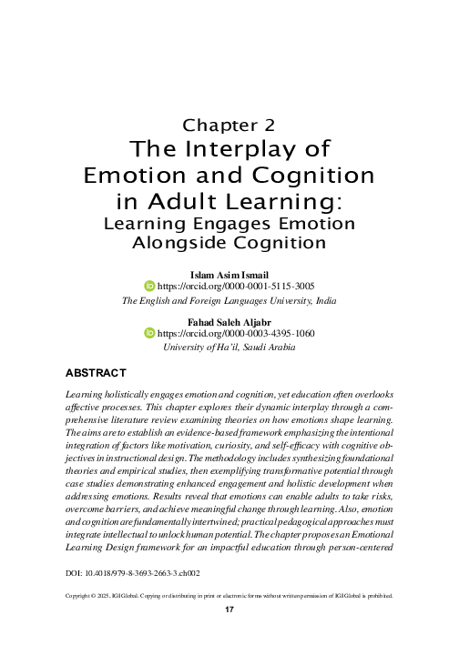 (PDF) The Interplay of Emotion and Cognition in Adult Learning ...