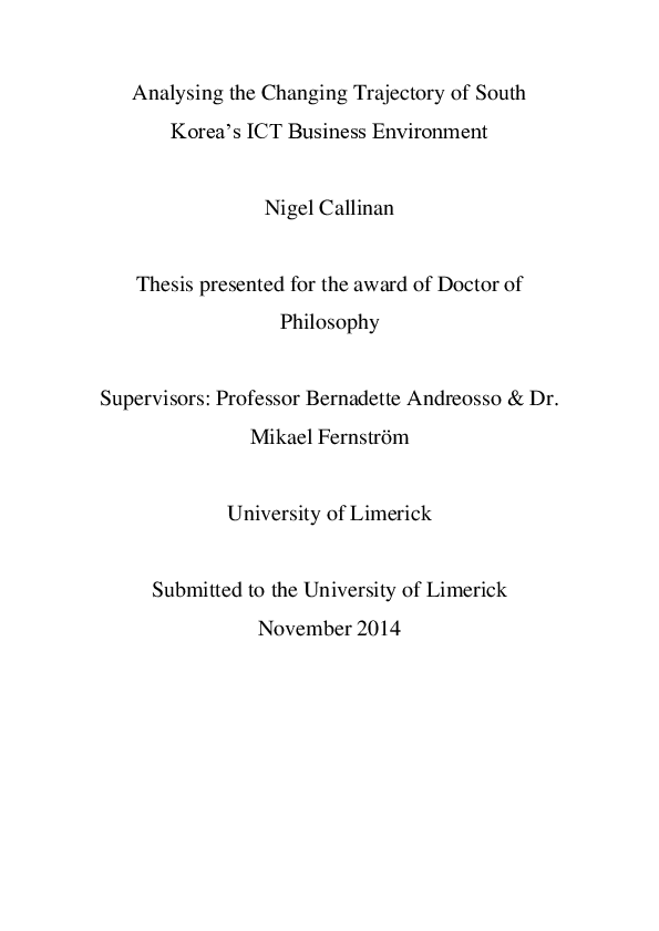 (PDF) Analysing the Changing Trajectory of South Korea’s ICT Business ...