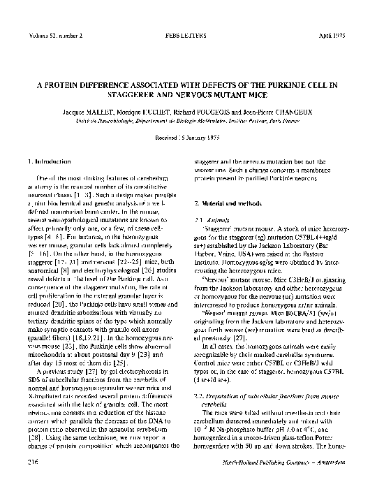 (PDF) A protein difference associated with defects of the purkinje cell ...