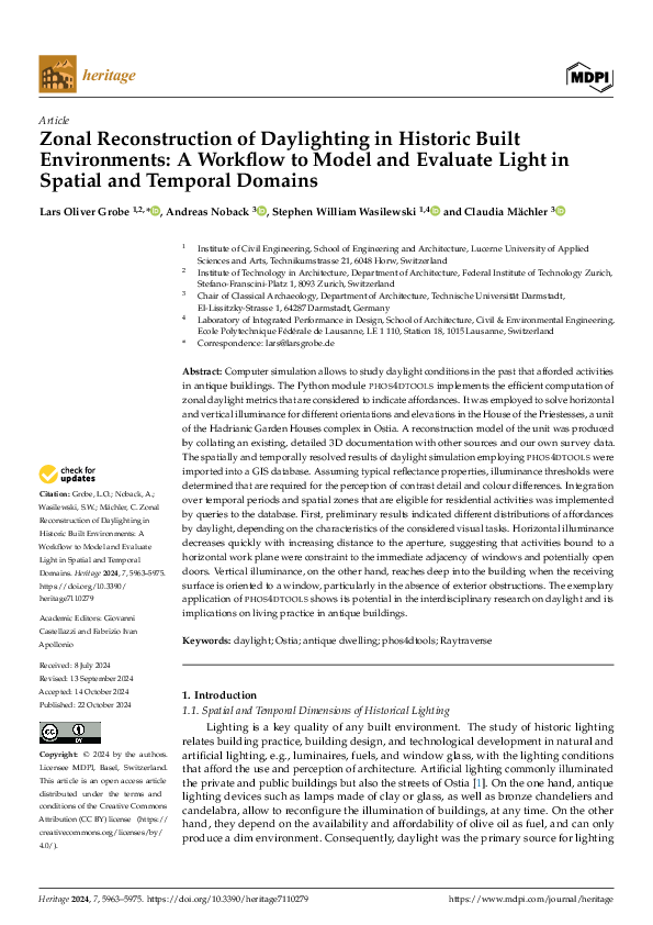 (PDF) Zonal reconstruction of daylighting in historic built ...