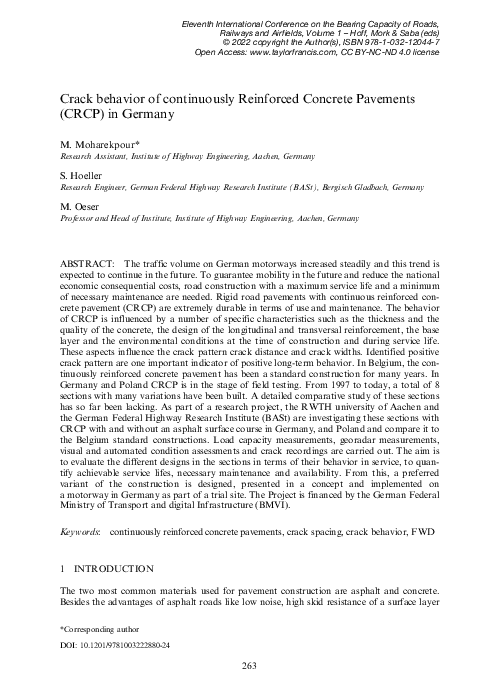 (PDF) Crack behavior of continuously Reinforced Concrete Pavements ...