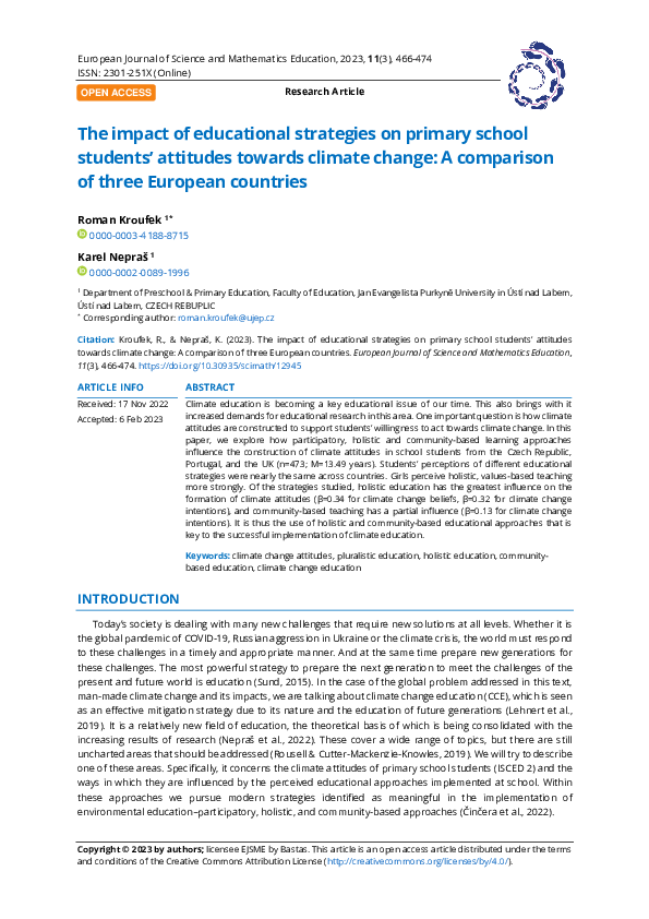 (PDF) The impact of educational strategies on primary school students ...