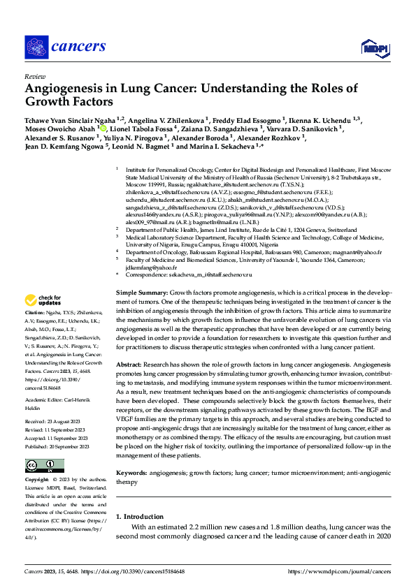 (PDF) Angiogenesis in Lung Cancer: Understanding the Roles of Growth ...