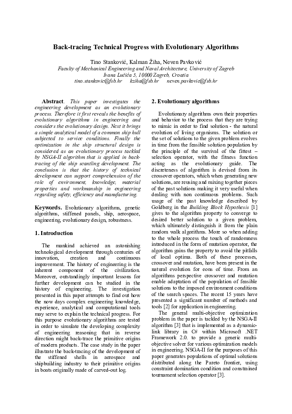 (PDF) Back-Tracing Technical Progress with Evolutionary Algorithms