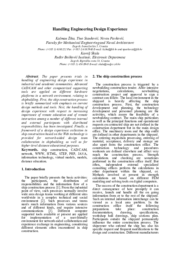 (PDF) Handling engineering design experience