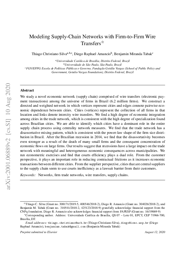 (PDF) Modeling supply-chain networks with firm-to-firm wire transfers ...