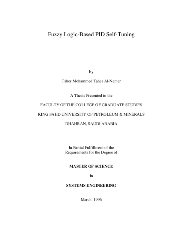 (PDF) Fuzzy Logic-Based PID Self-Tuning