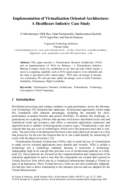 (PDF) Implementation of Virtualization Oriented Architecture: A Healthcare Industry Case Study