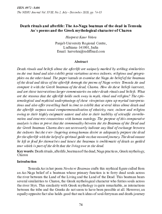 (PDF) Death rituals and afterlife: The Ao-Naga boatman of the dead in ...