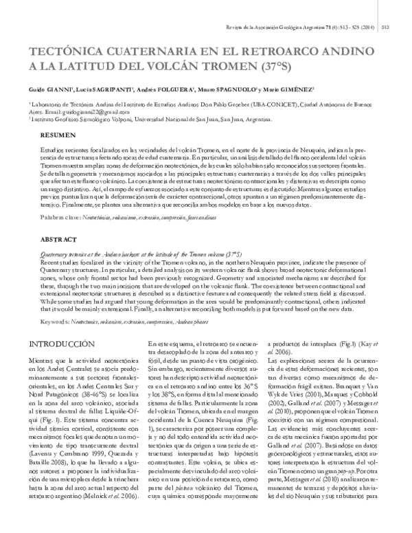 (PDF) Tectonica Cuaternaria en El Retroarco Andino a La Latitud Del ...