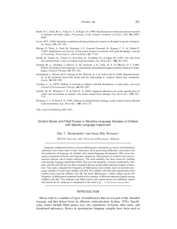 (PDF) Content Mazes and Filled Pauses in Narrative Language Samples of ...