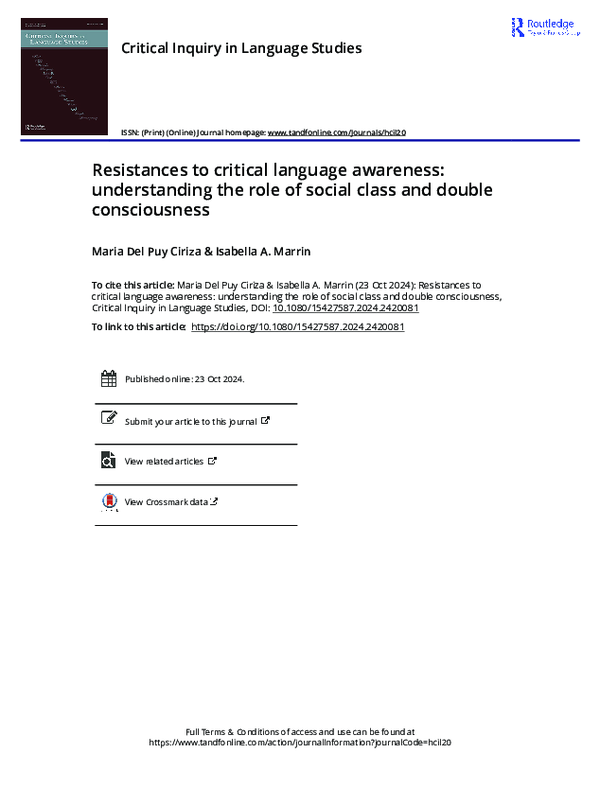(PDF) Resistances to critical language awareness: understanding the ...