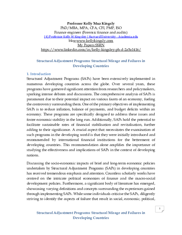 (PDF) Structural Adjustment Programs: Structural Mirage and Failures in ...
