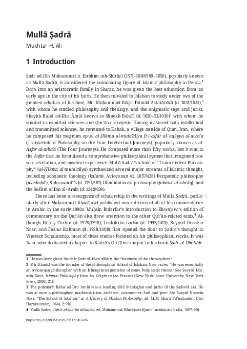 (PDF) Mullā Ṣadrā