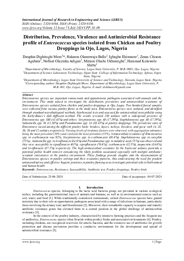 Pdf Distribution Prevalence Virulence And Antimicrobial Resistance