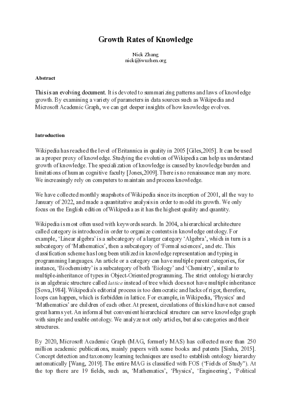 (PDF) Growth Rates of Knowledge