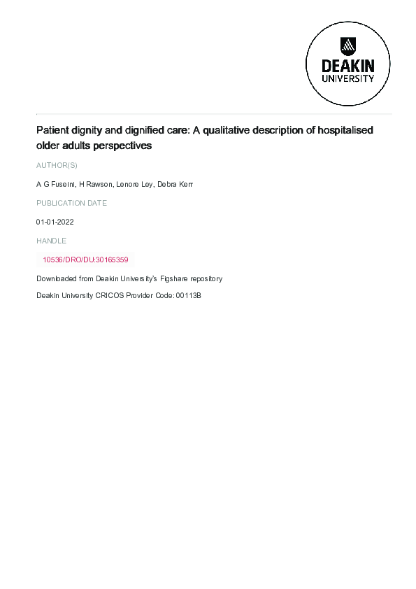(PDF) Patient dignity and dignified care: A qualitative description of ...
