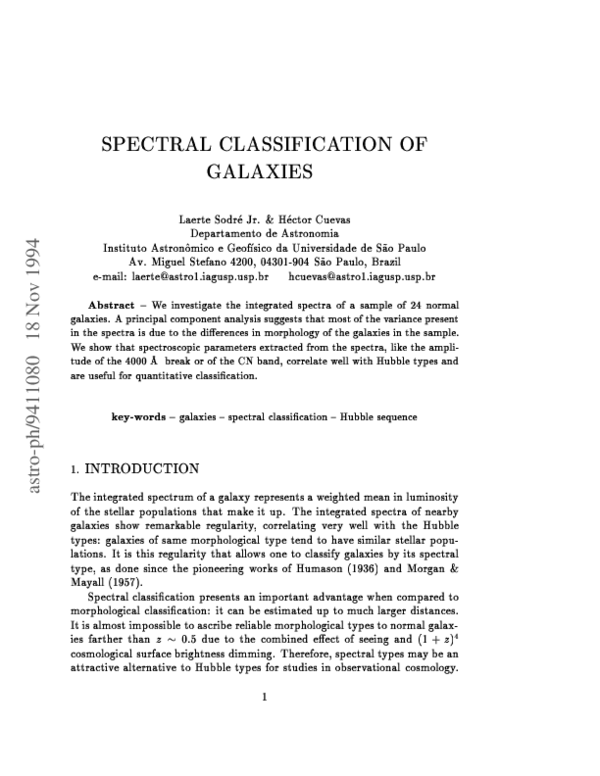 (PDF) Spectral classification of galaxies (PDF) Spectral classification of galaxies