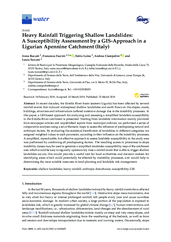 (PDF) Heavy Rainfall Triggering Shallow Landslides: A Susceptibility Assessment by a GIS ...