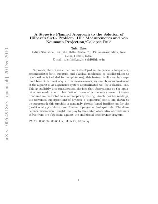 (PDF) A stepwise planned approach to the solution of Hilbert’s sixth ...