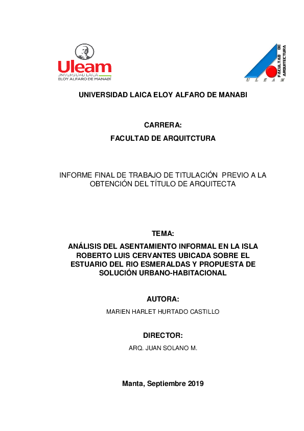 Pdf Análisis Del Asentamiento Informal En La Isla Roberto Luis