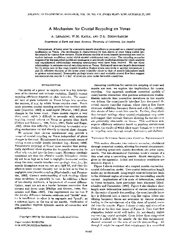 (PDF) A mechanism for crustal recycling on Venus