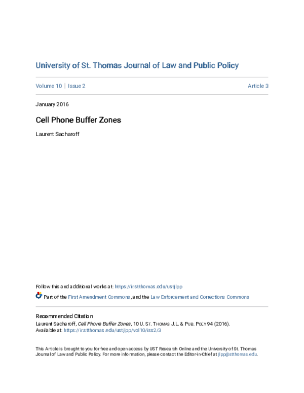 (PDF) Cell Phone Buffer Zones