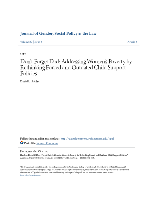 (PDF) Don't Forget Dad: Addressing Women's Poverty by Rethinking Forced ...