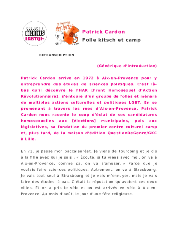 (PDF) collectif Archives LGBTQI+ Podcast