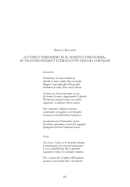 (PDF) "Lo único verdadero es el soneto como forma". Su un ...