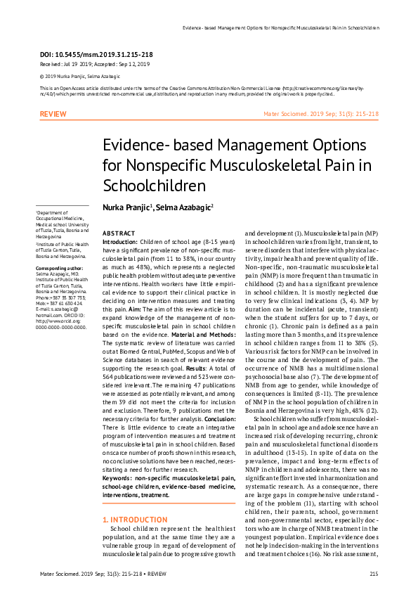 (PDF) Evidence- based Management Options for Nonspecific ...