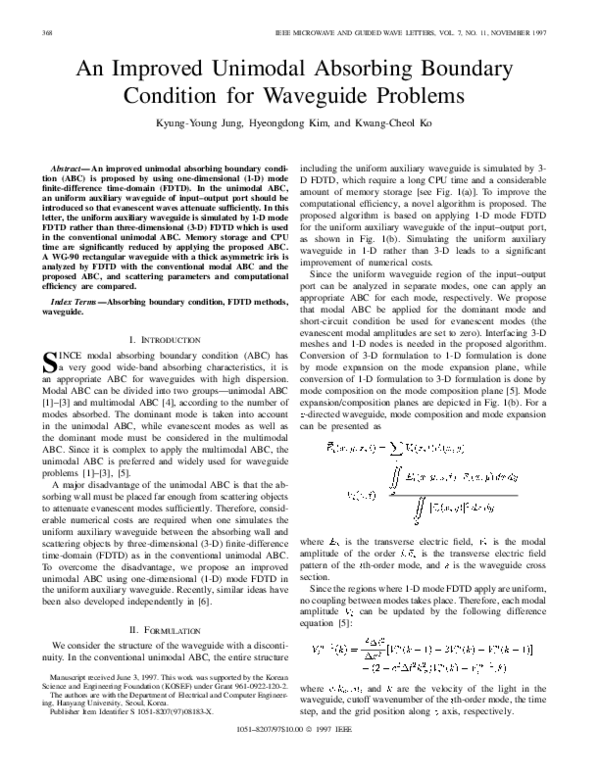 (PDF) An improved unimodal absorbing boundary condition for waveguide problems